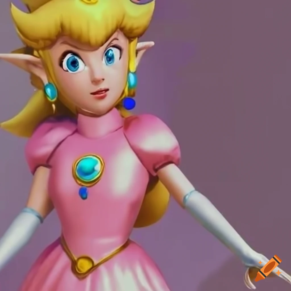 Princess peach and link in pink silk ballgown at the palace on Craiyon