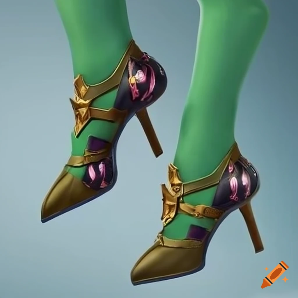 Link observing princess zelda's elegant shoe collection in awe on Craiyon