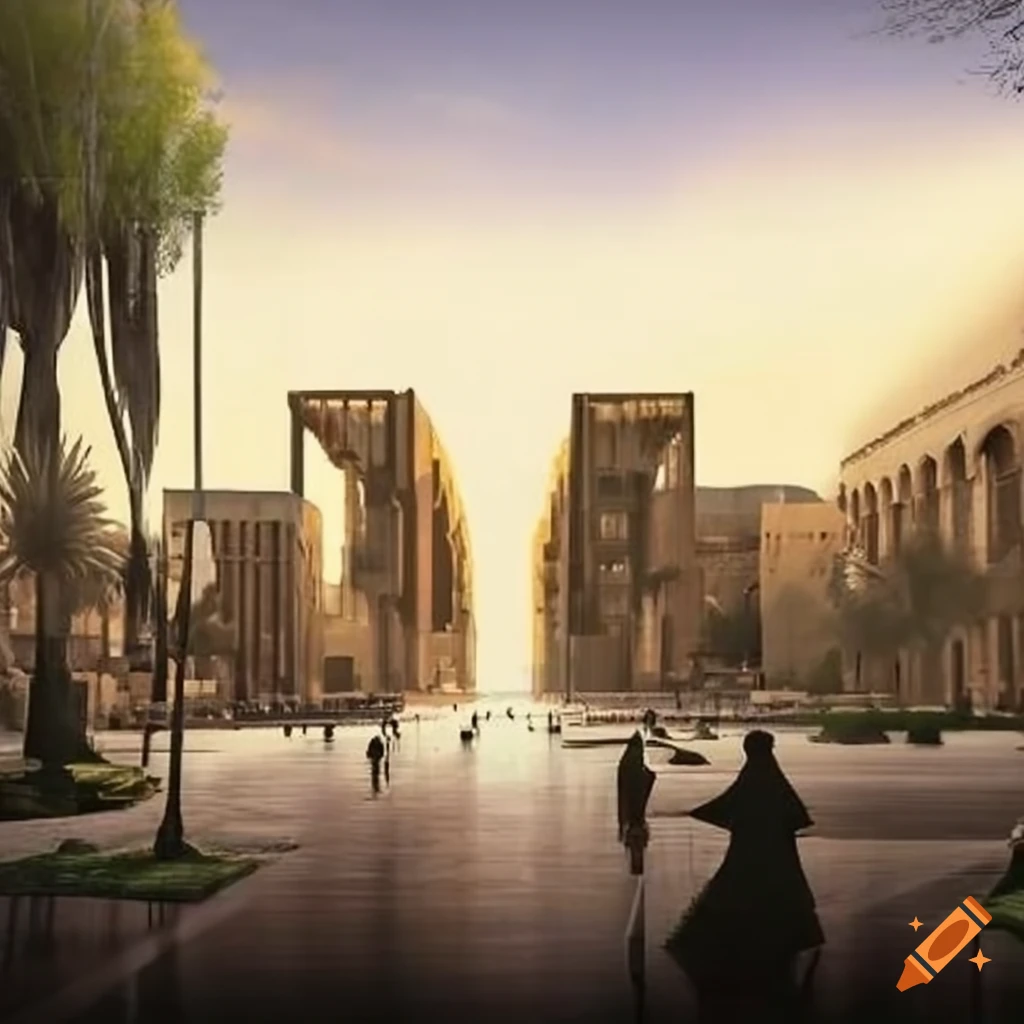 Urban planned city in Baghdad with open spaces and trees inspired by ...