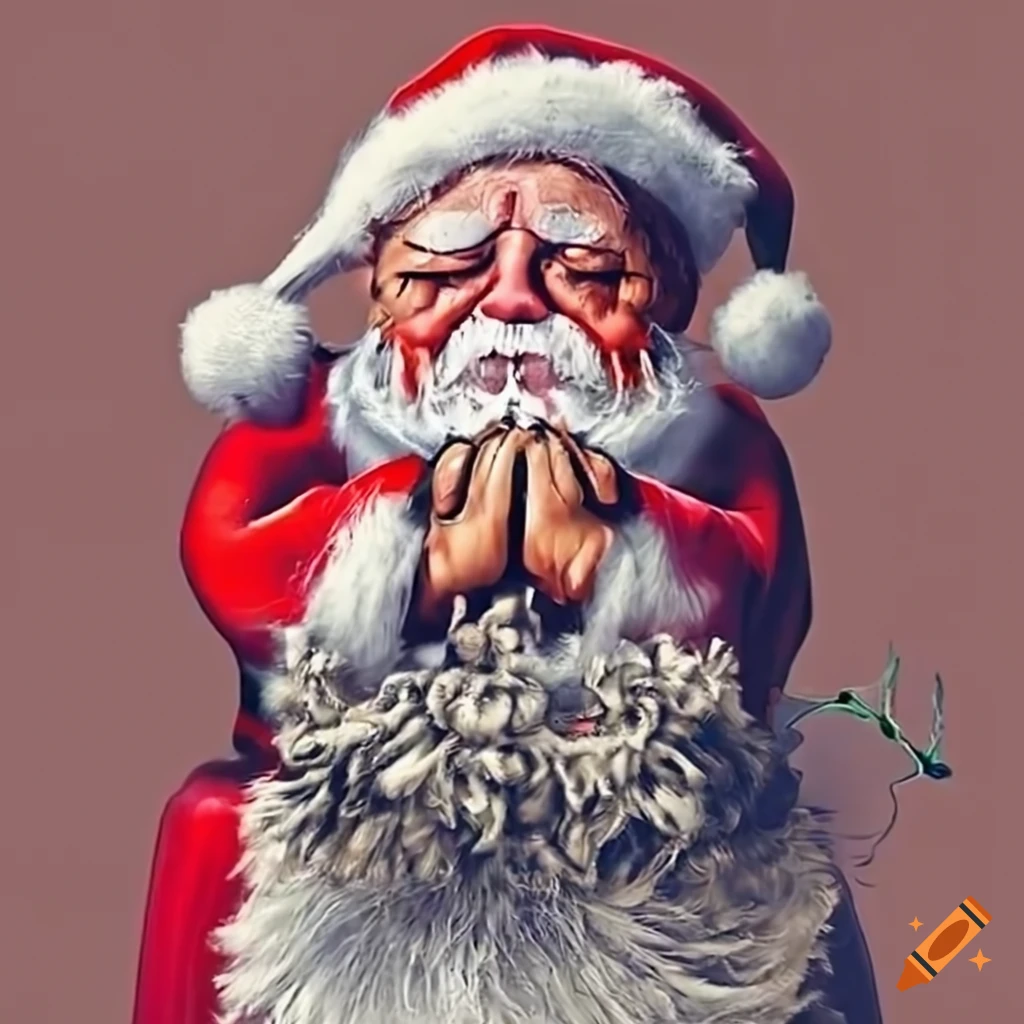 Santa crying on Craiyon