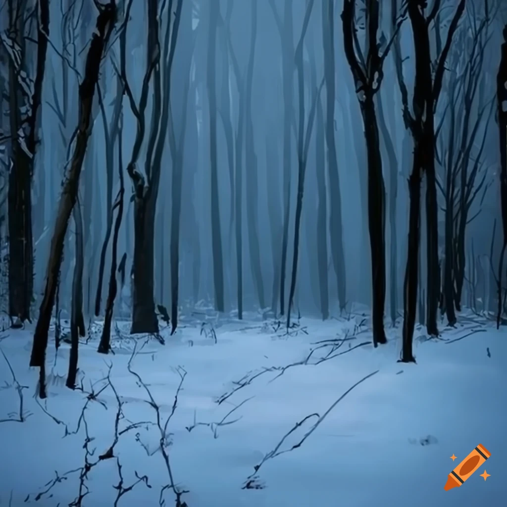 Winter forest landscape on Craiyon