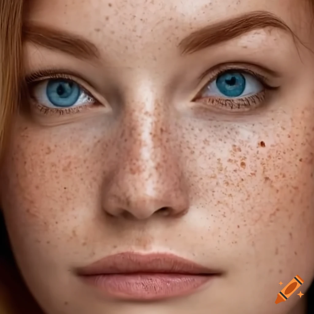 Attractive young woman with natural freckles on Craiyon