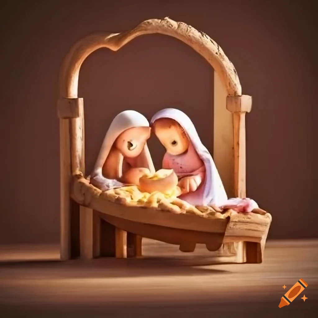 Heart shaped manger with child on Craiyon