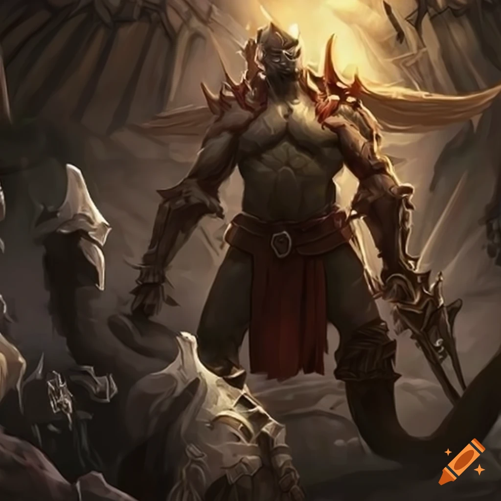 Fantasy hero facing enemies in a battle scene on Craiyon