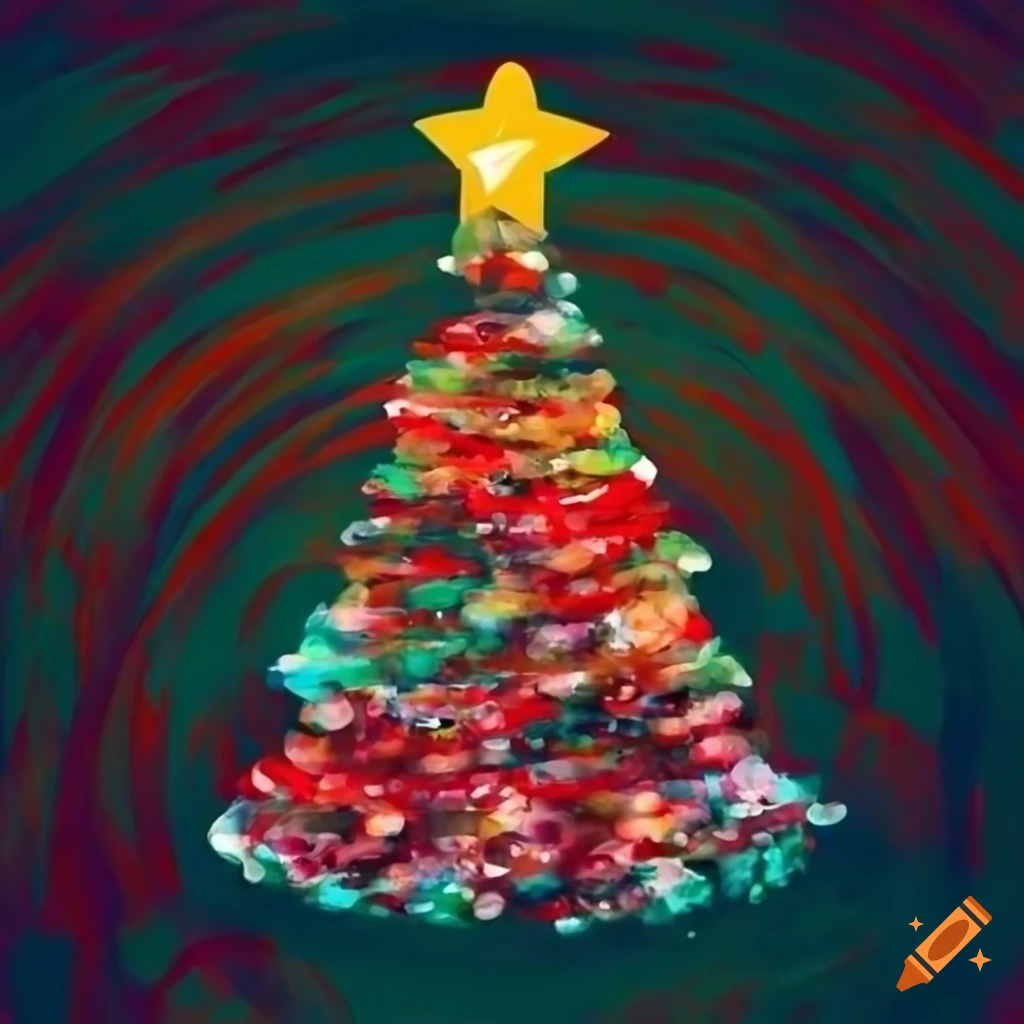 Abstract style christmas tree on Craiyon