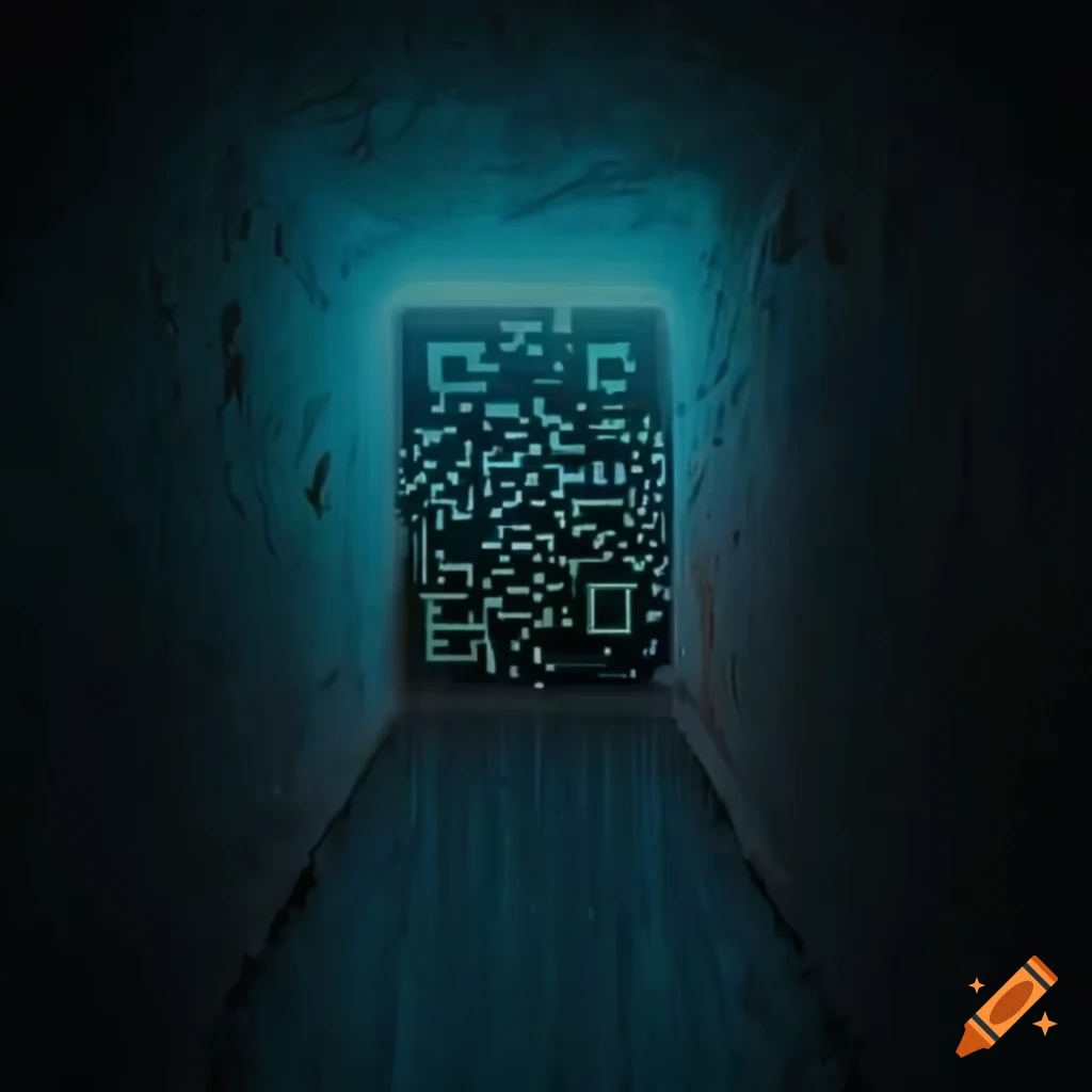 Qr code with hidden text in a surreal cinematic painting on Craiyon
