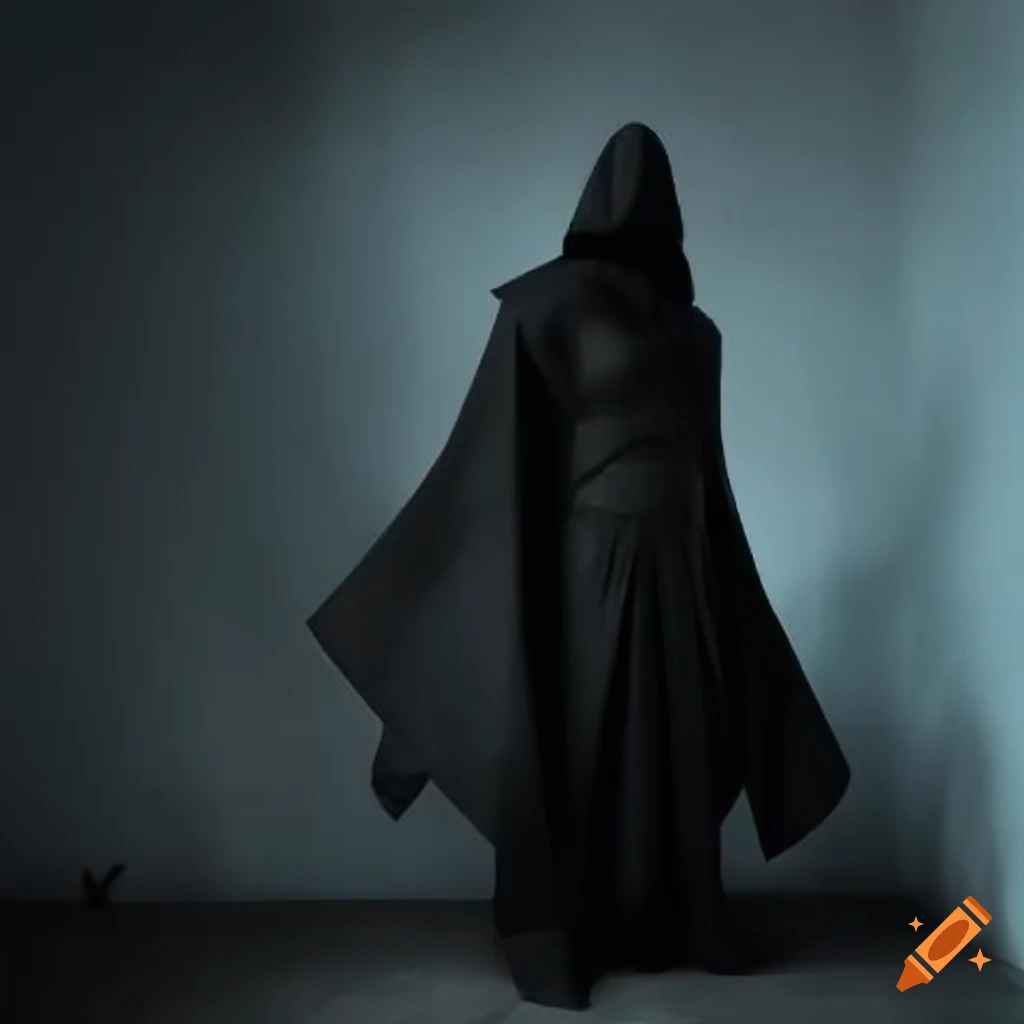 Mysterious faceless mage in dark attire on Craiyon