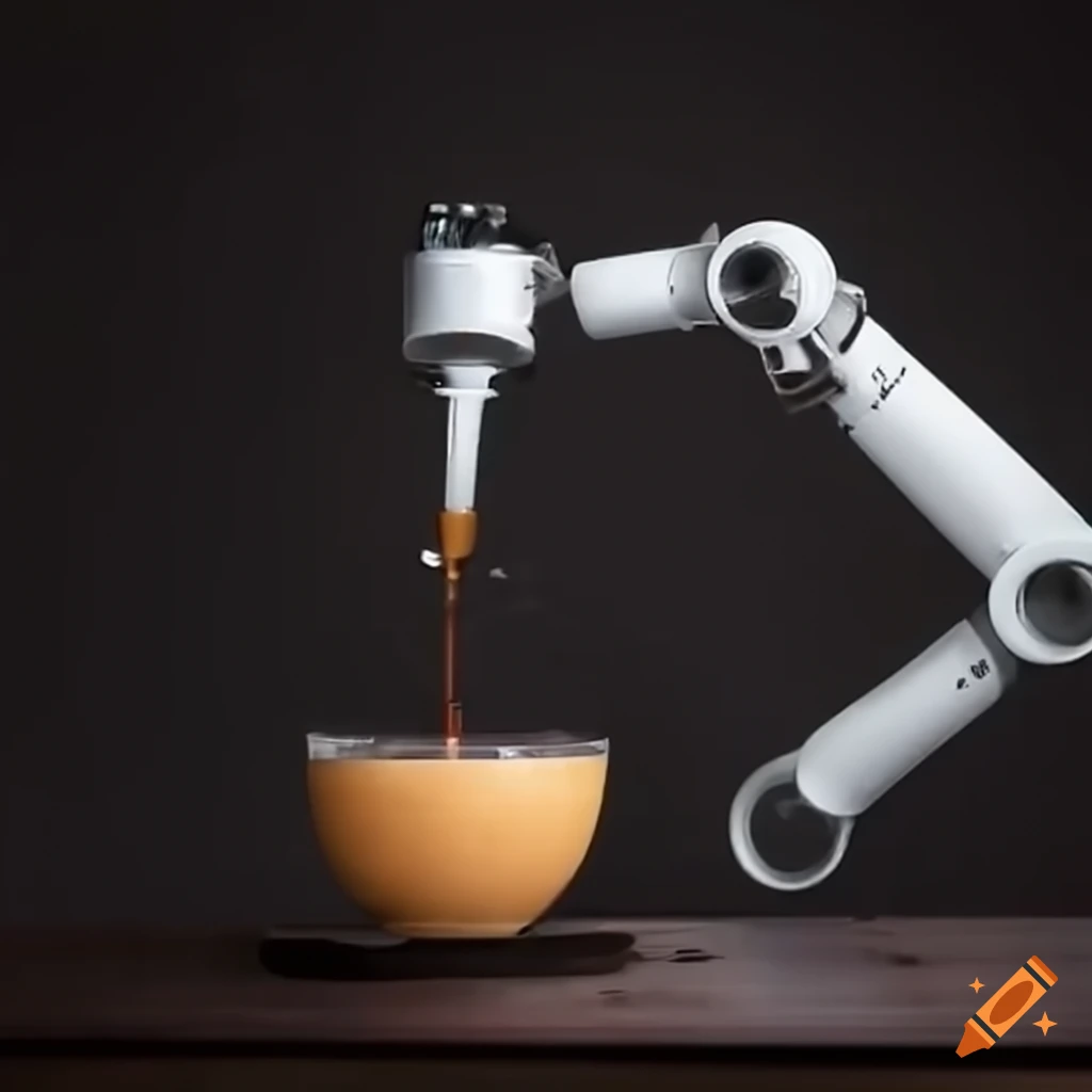 Robot arm preparing coffee on Craiyon