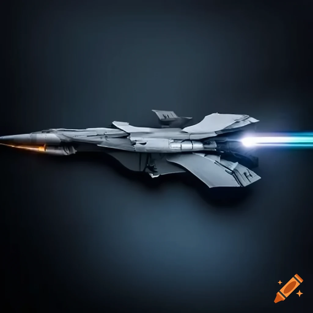 Futuristic fighter jet with laser guns on Craiyon