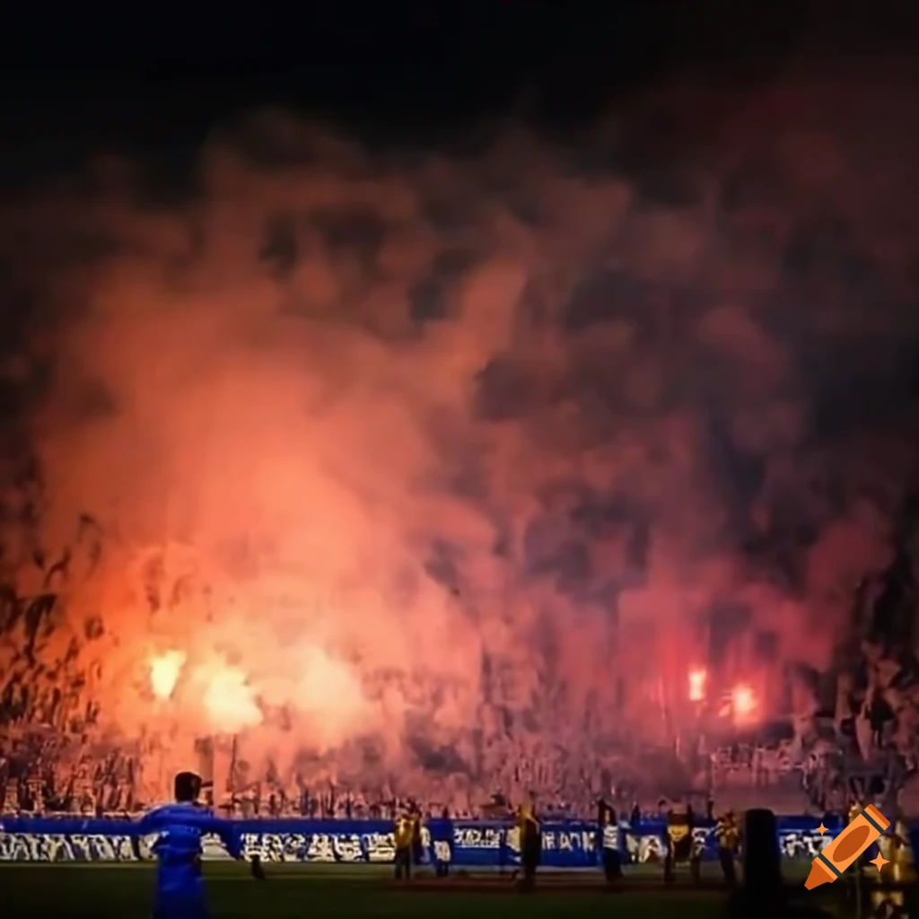 Stadium atmosphere with flares and pyrotechnics during boca juniors vs ...