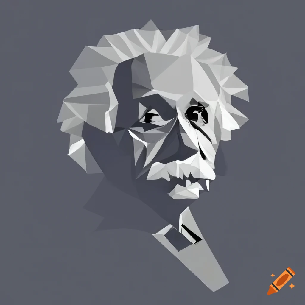 Illustration of albert einstein in polygon style on Craiyon