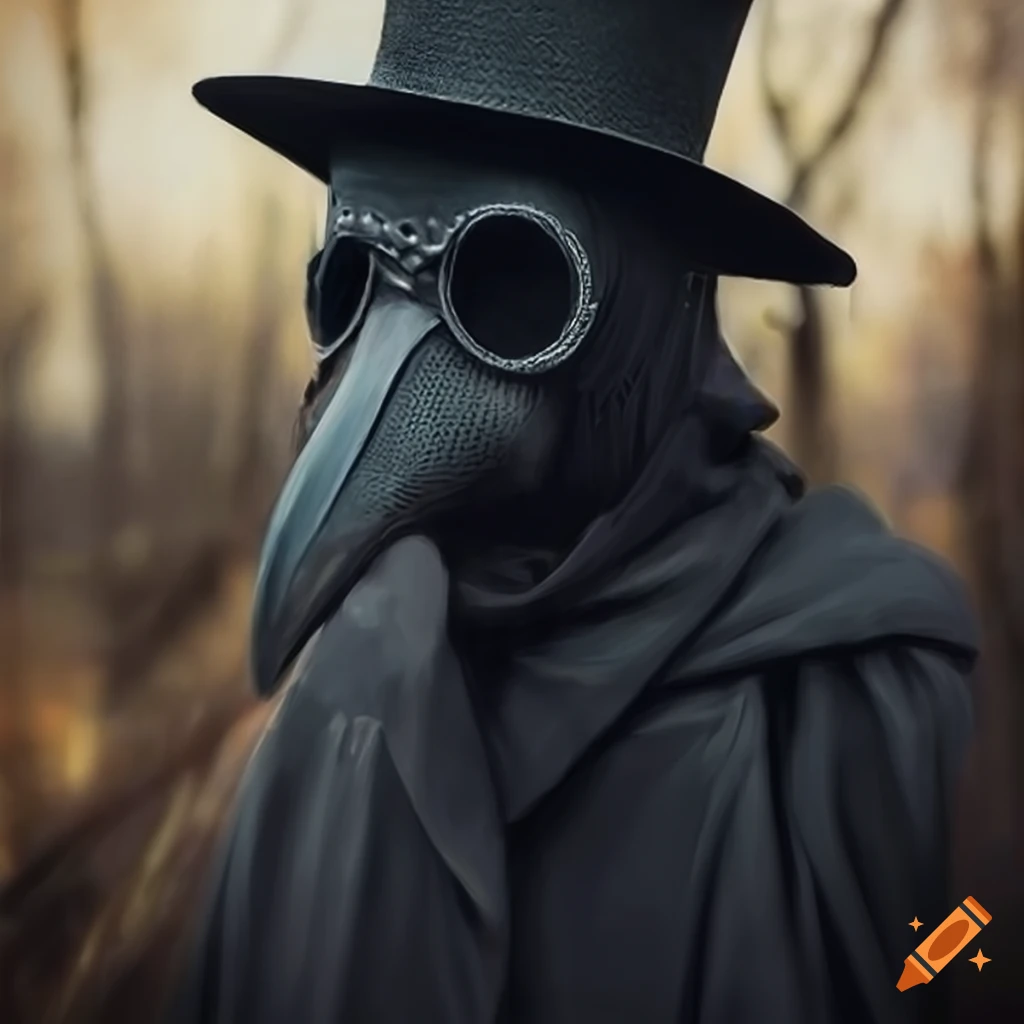 Eerie plague doctor in medieval armor with a sword on Craiyon