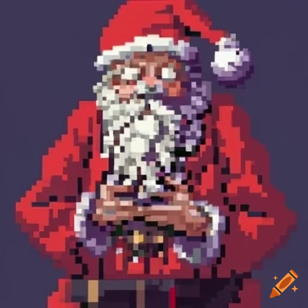 Pixel art lovecraftian santa claus on Craiyon