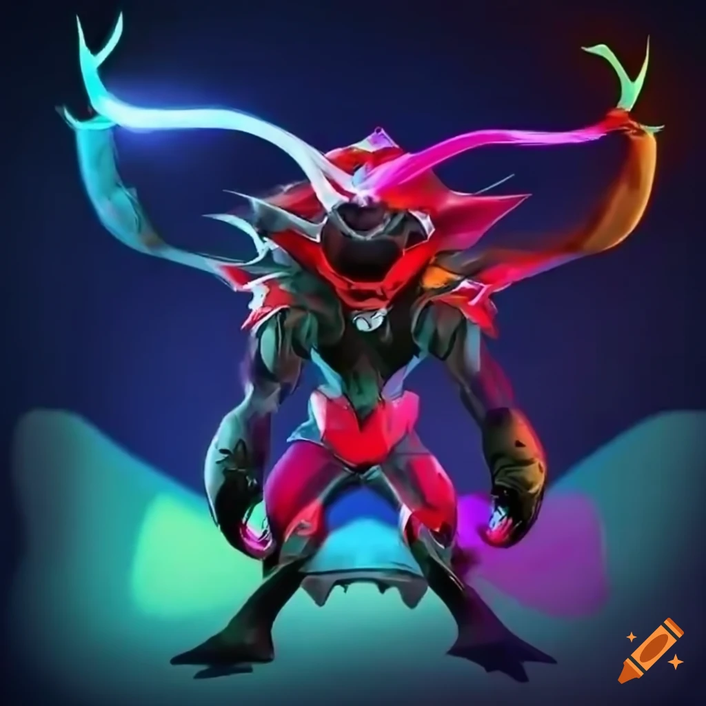 Red protogen with ladybug features and black visor on Craiyon