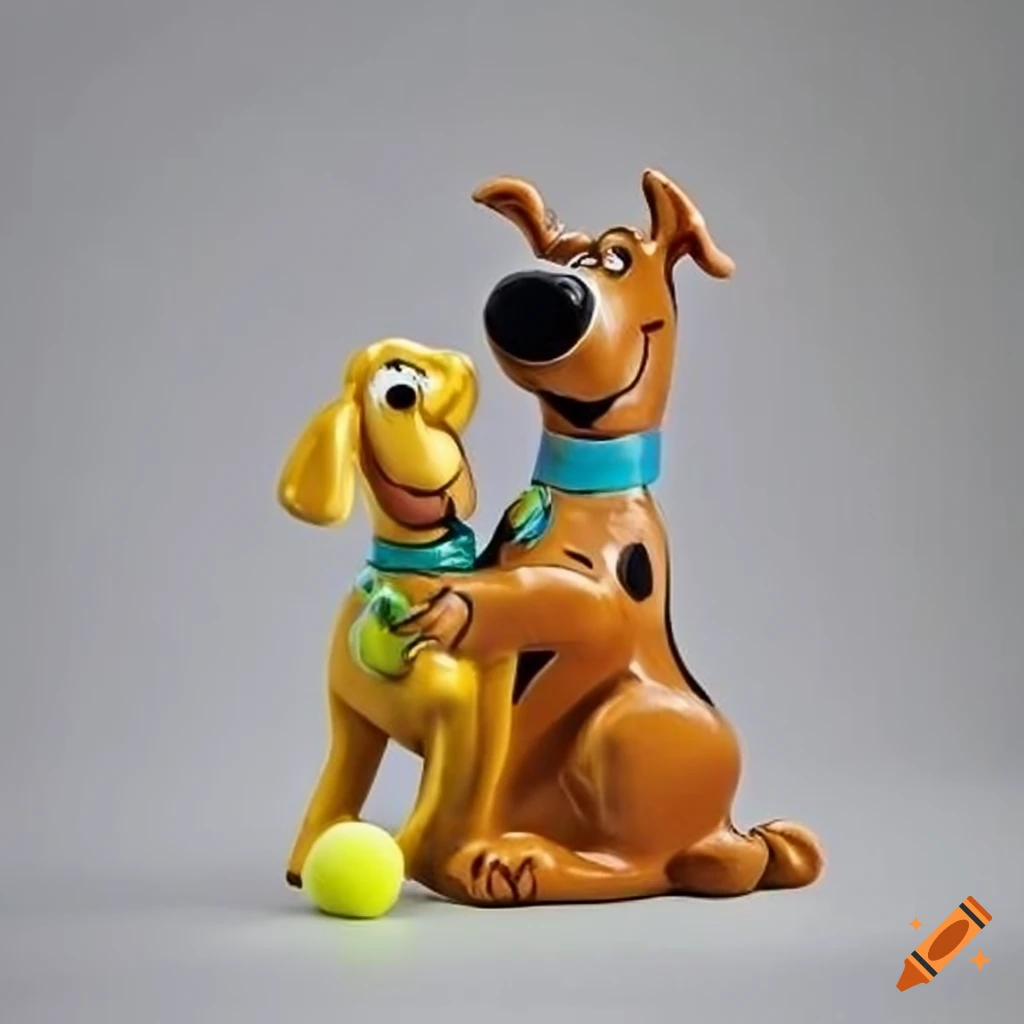 Ceramic scooby doo, ceramic snoopy, and ceramic pluto playing in the ...