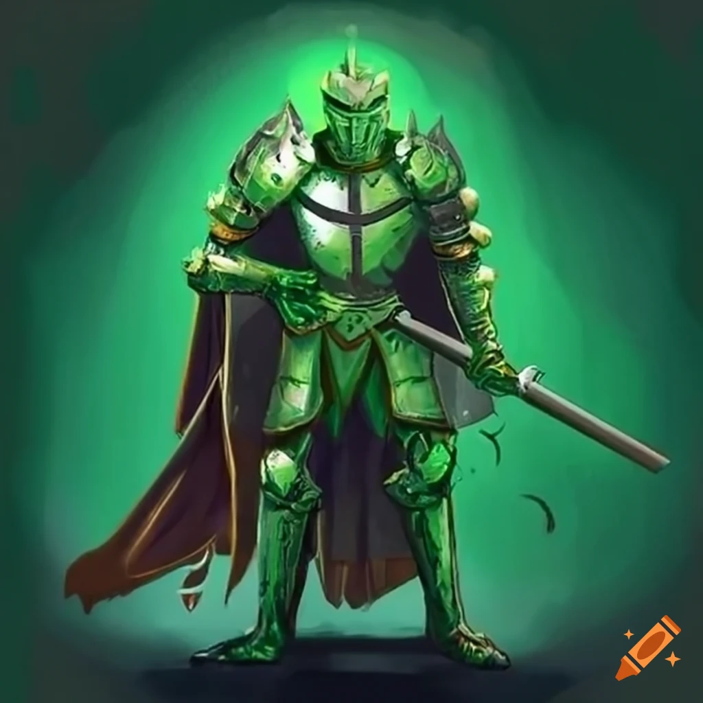 Proud green lizard knight on Craiyon