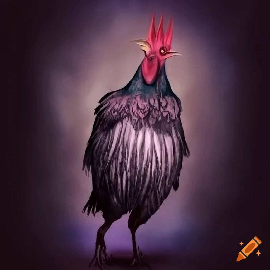 Gothic illustration of a victorian vampire chicken on Craiyon