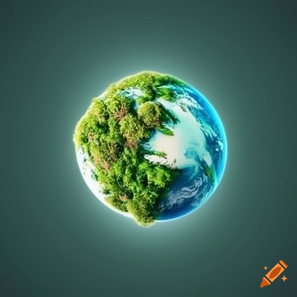 Unique progress bar logo with planet earth covered in moss on Craiyon