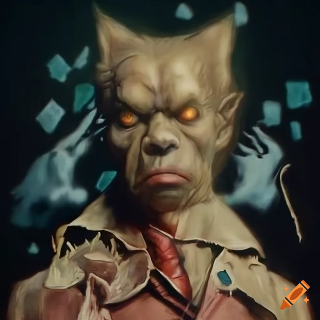 Werewolf transformation sculpture inspired by arcade game and graphic ...