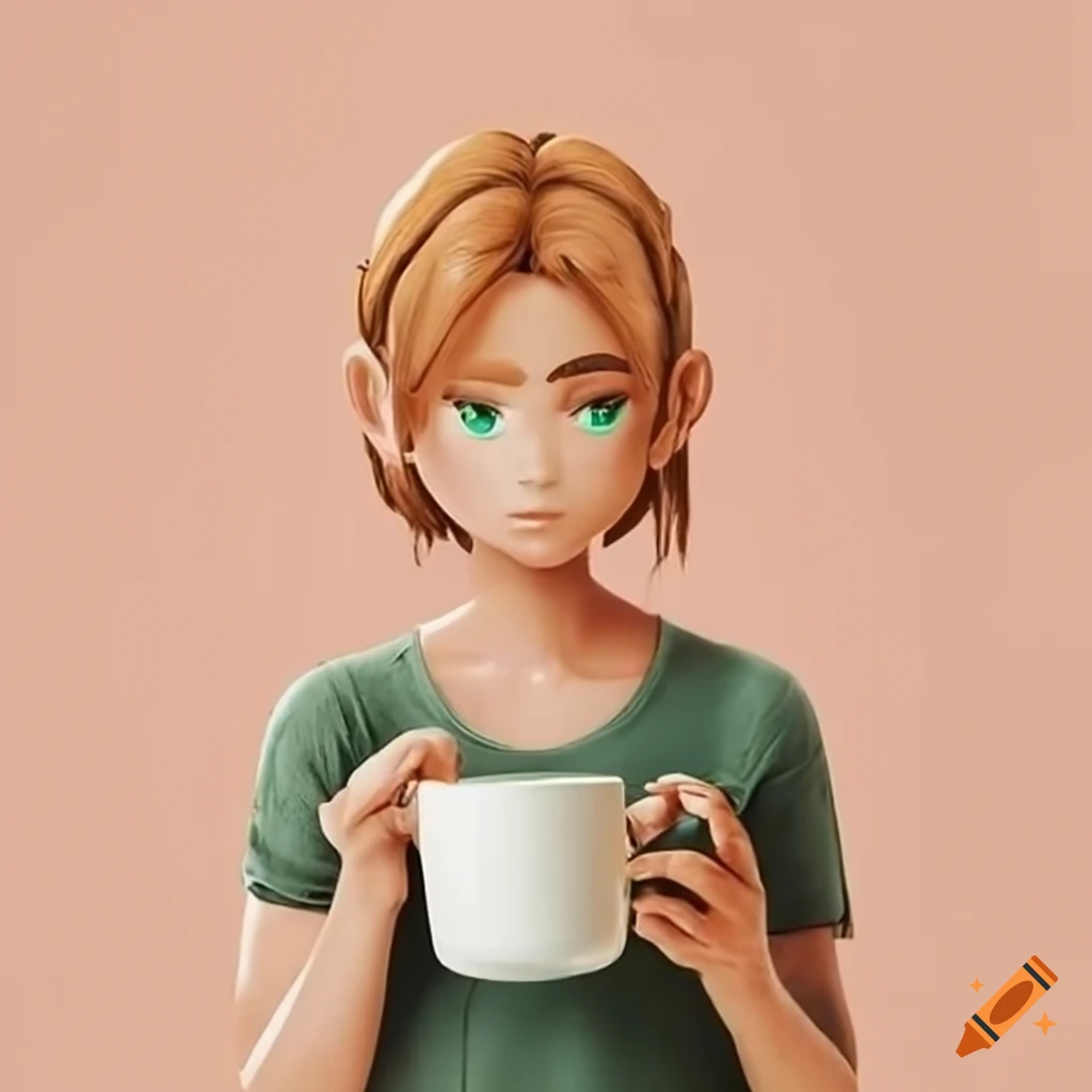 Link enjoying a cup of coffee on Craiyon