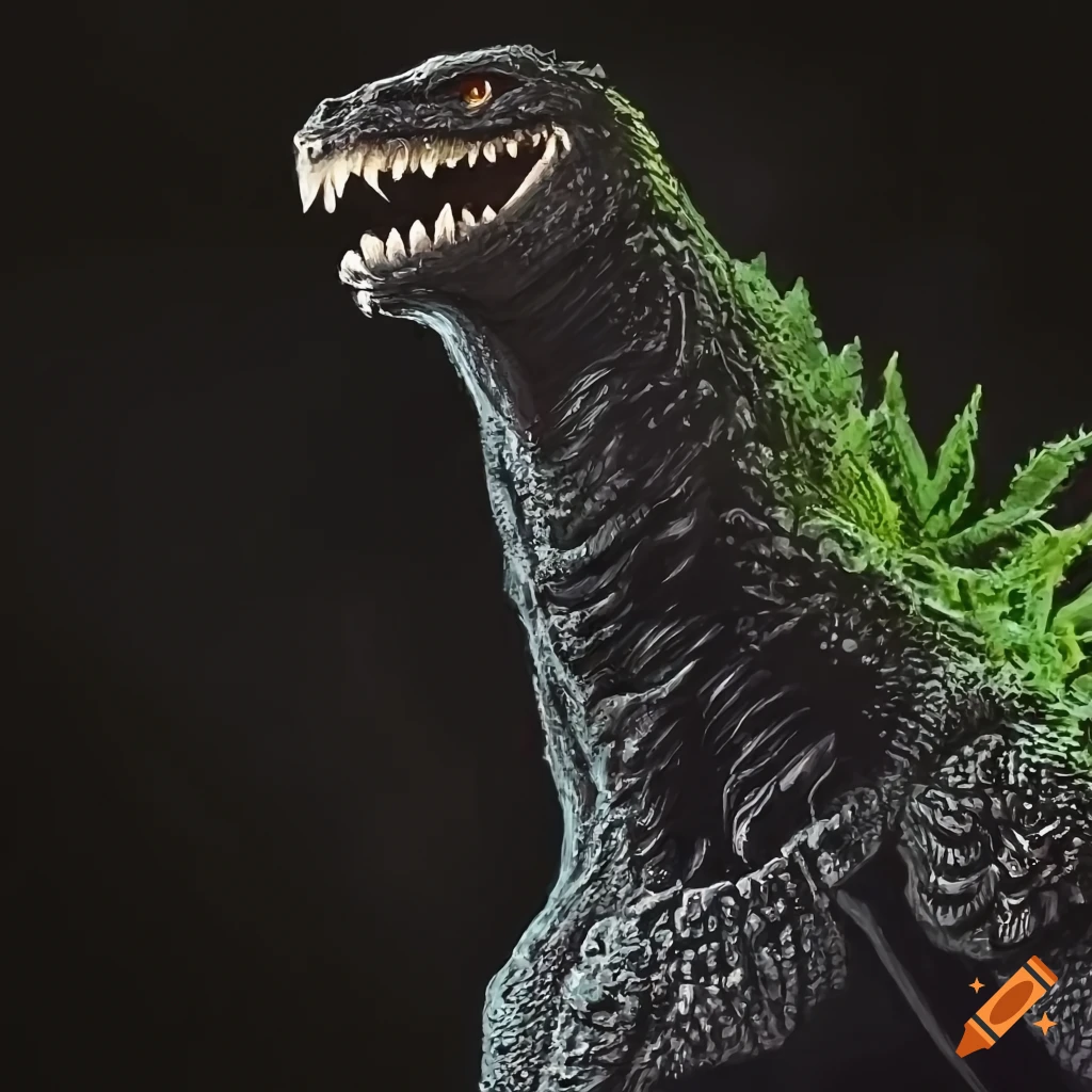 Godzilla lighting a cigarette joint with marijuana in the background on ...