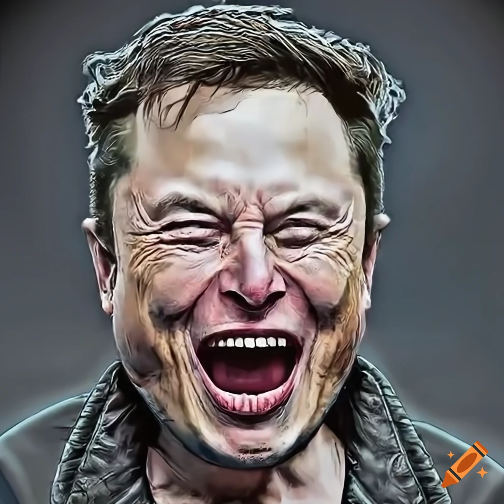 Elon musk portrait showing intense emotion on Craiyon