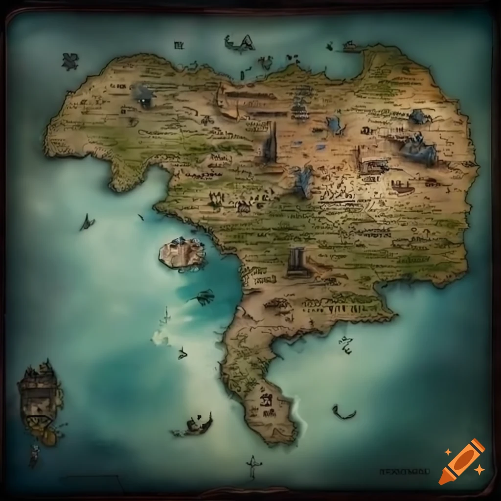 Fantasy world map inspired by league of legends on Craiyon