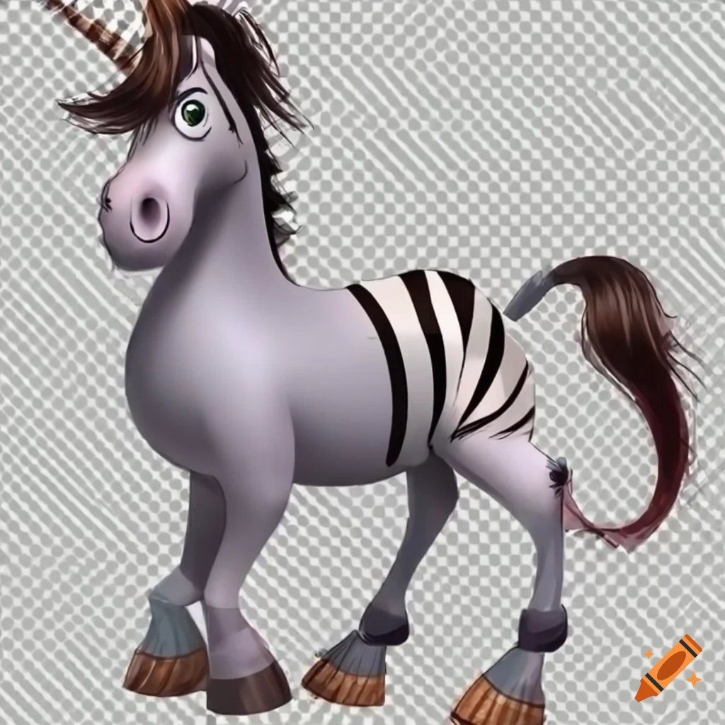Pixar character design of a beautiful zebra horse unicorn on Craiyon