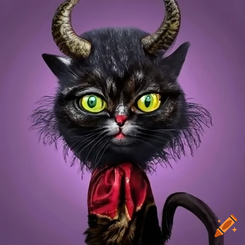 Black cat dressed as krampus in a cute costume on Craiyon