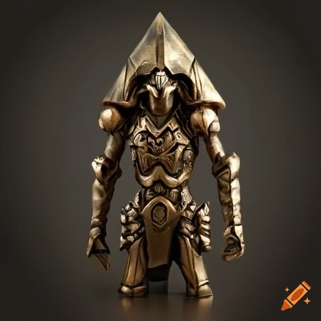 Bronze biomechanical knight sculpture on Craiyon