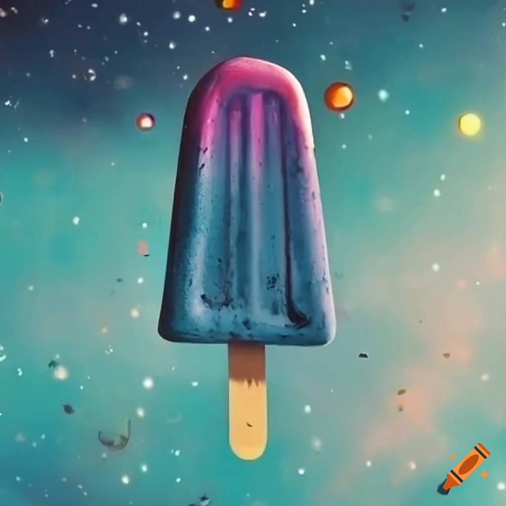 Colorful popsicle floating in space on Craiyon