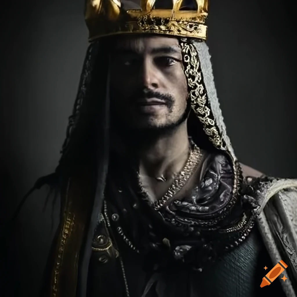 Illustration of king aldric burdened by the weight of his crown on Craiyon