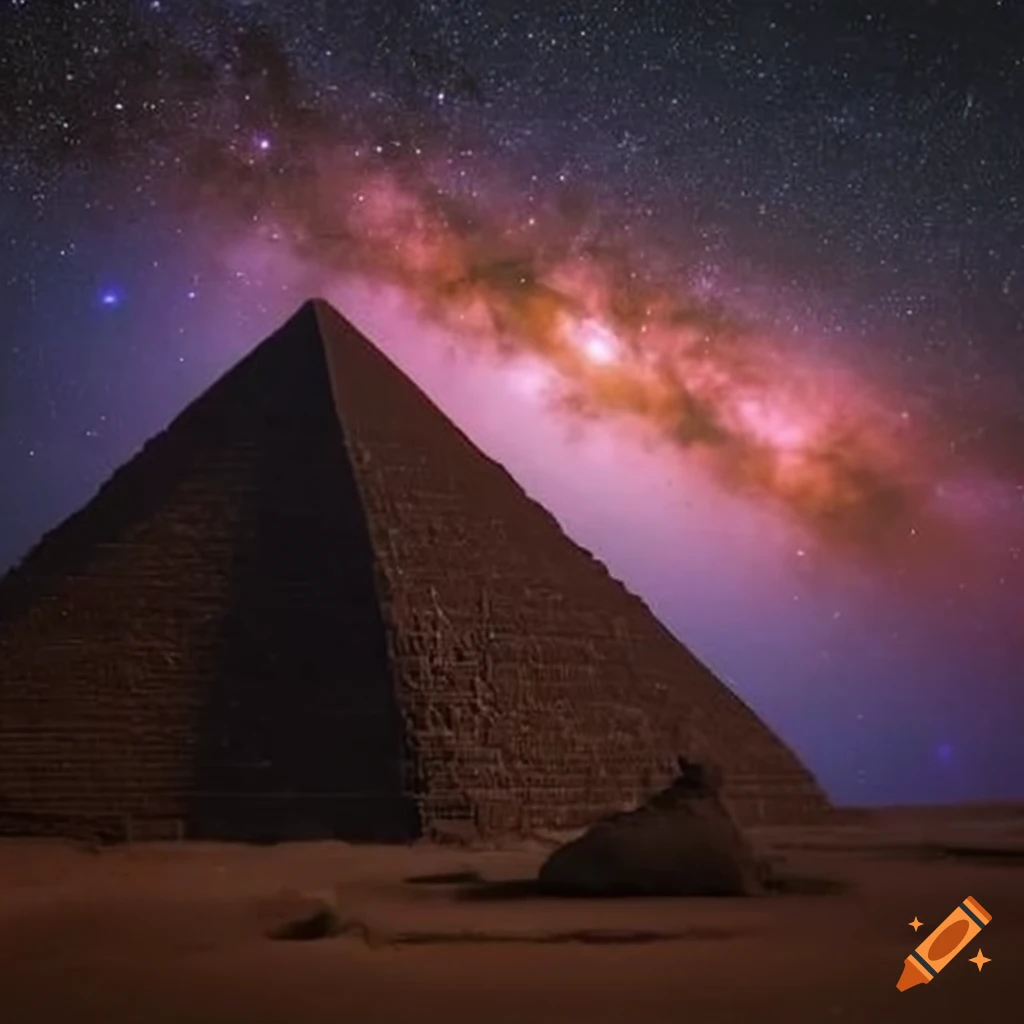 Starlit sky over pyramids at night on Craiyon