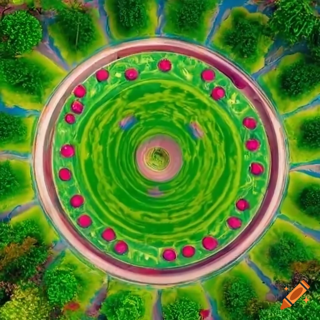 Chiliagon-shaped garden in high definition on Craiyon