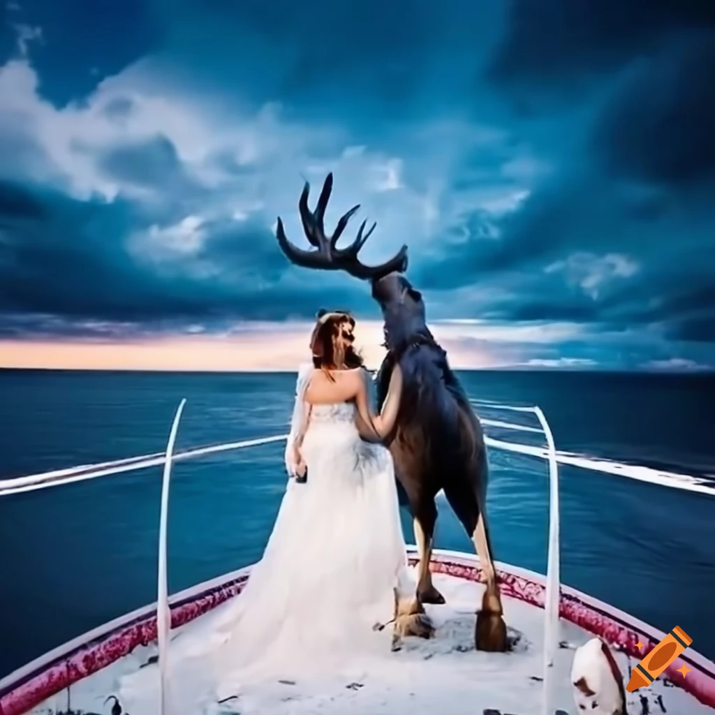 Moose bride on a cruise ship on Craiyon