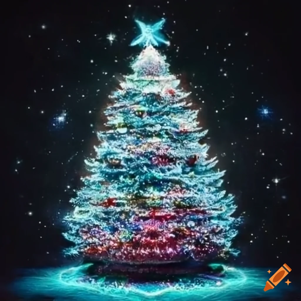 Cosmic christmas tree on the eve of christmas on Craiyon