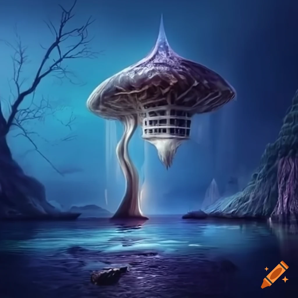 Enchanted floating tower on Craiyon