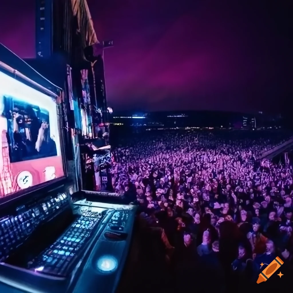 Map and music icons with fans on Craiyon