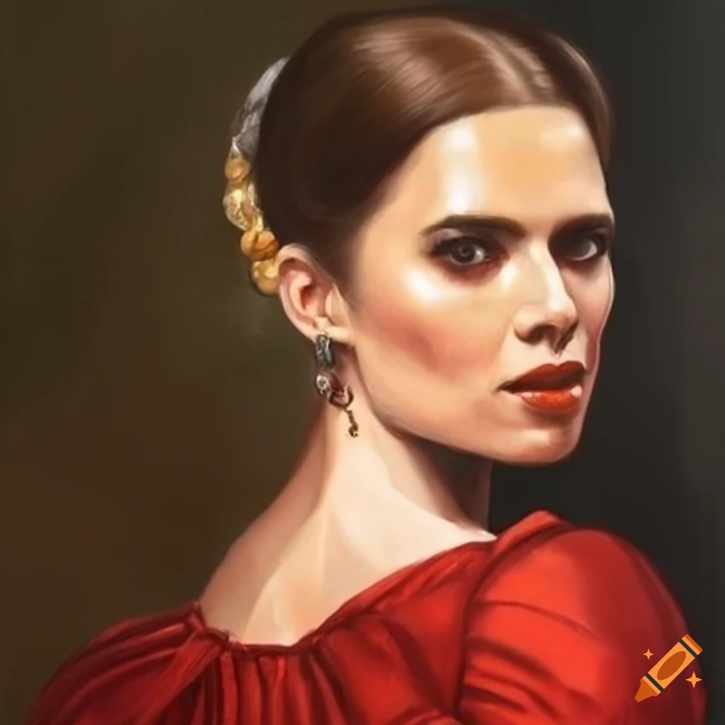 Renaissance oil painting of a woman in a red dress on Craiyon