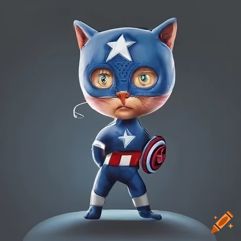 Cat wearing captain america uniform on Craiyon