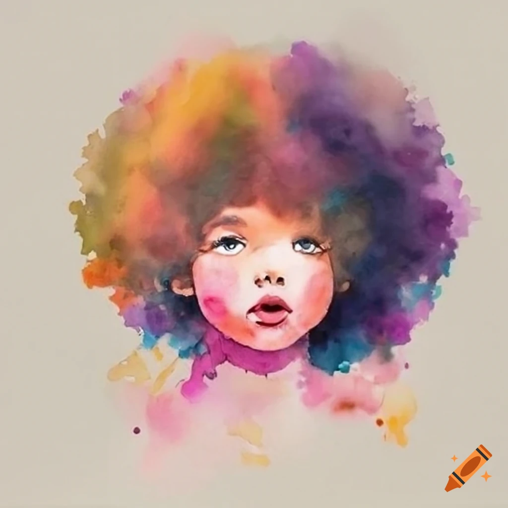 Young woman with an afro hairstyle on Craiyon