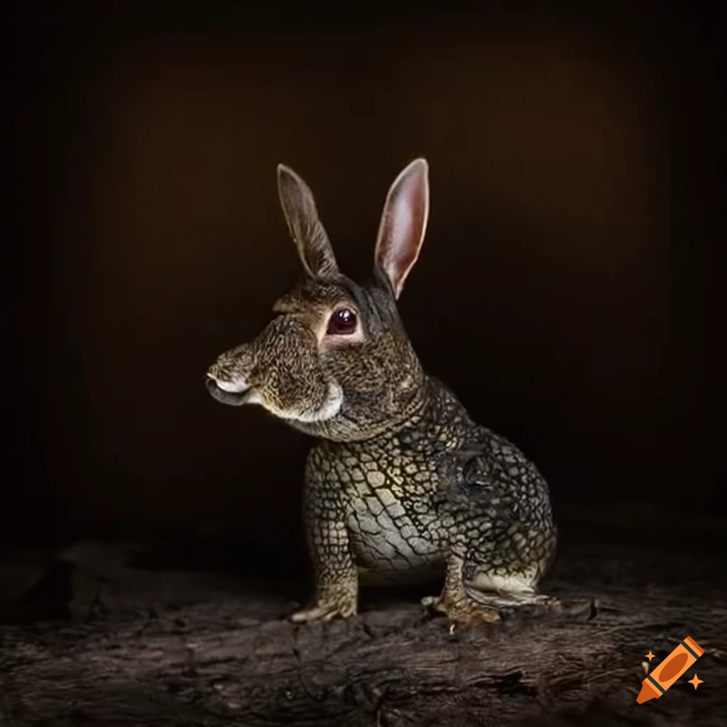 Illustration of a rabbit-alligator hybrid creature on Craiyon