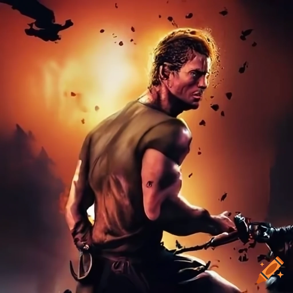 Stuntman performing a daring stunt on Craiyon