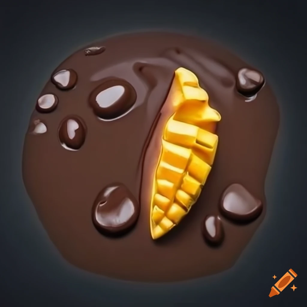 Melted chocolate and mango fruit canvas on Craiyon