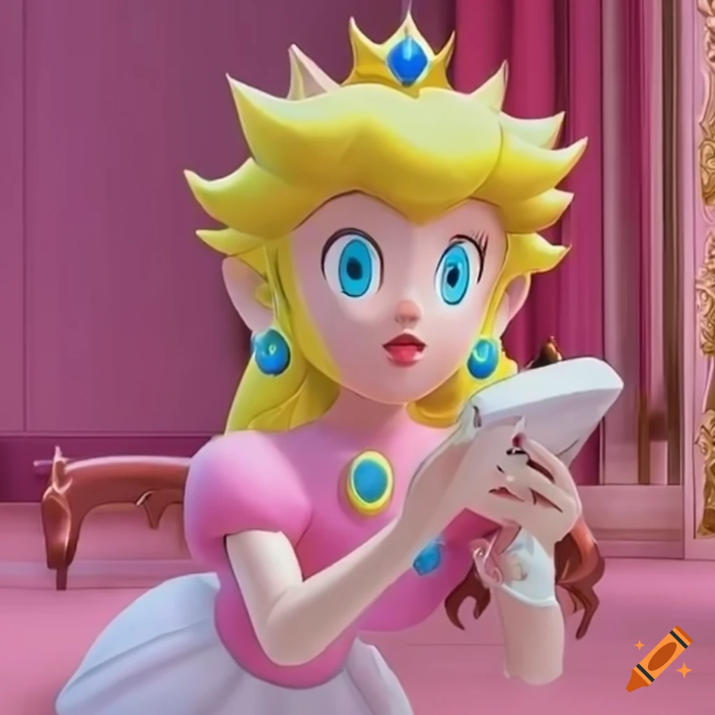Link examining princess peach's shoe collection in an elegant room on ...