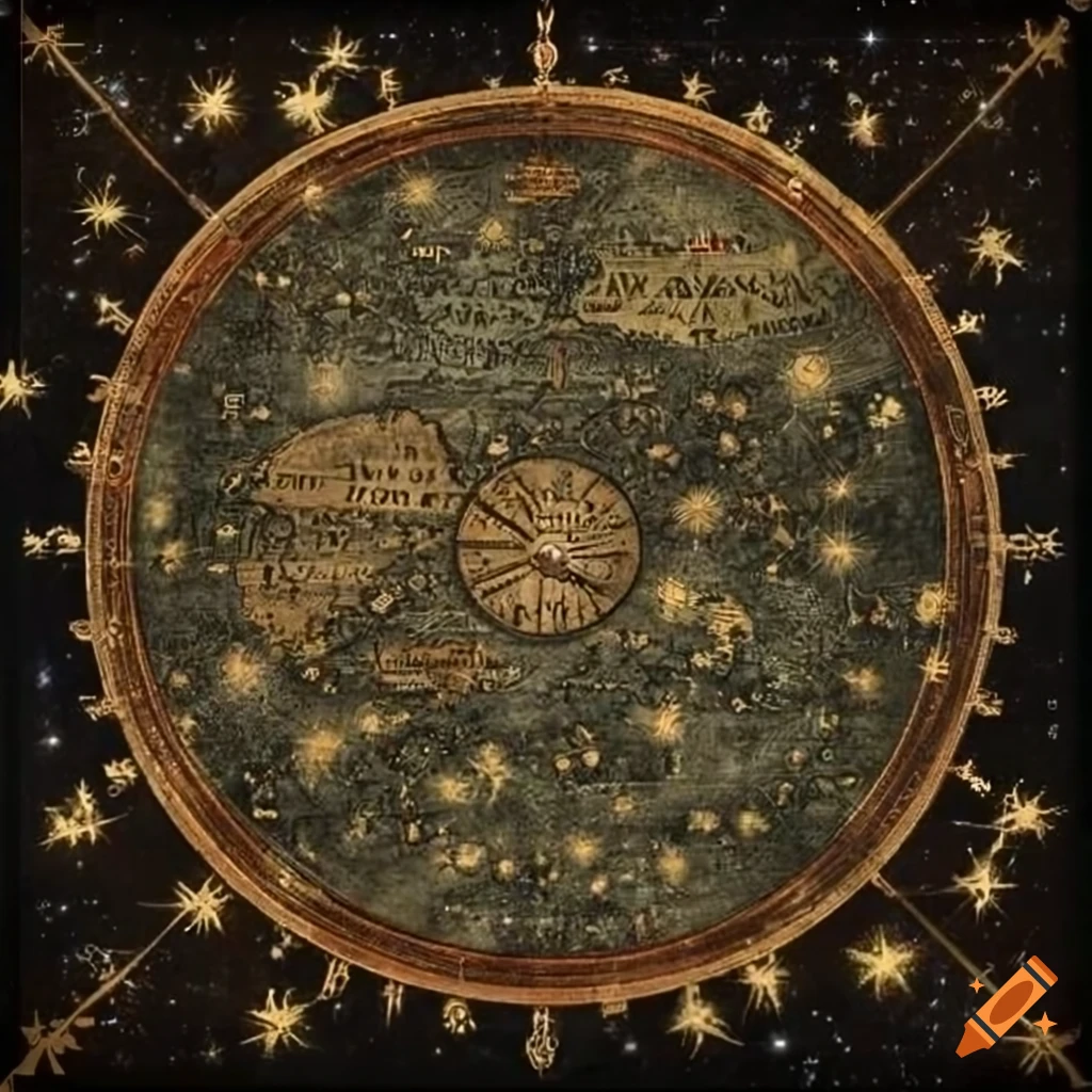 Medieval style map of the cosmos and constellations on Craiyon
