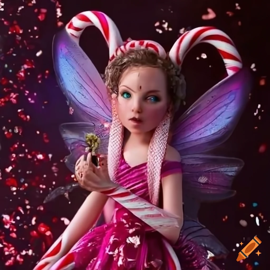 Fairy enjoying crushed candy canes on Craiyon