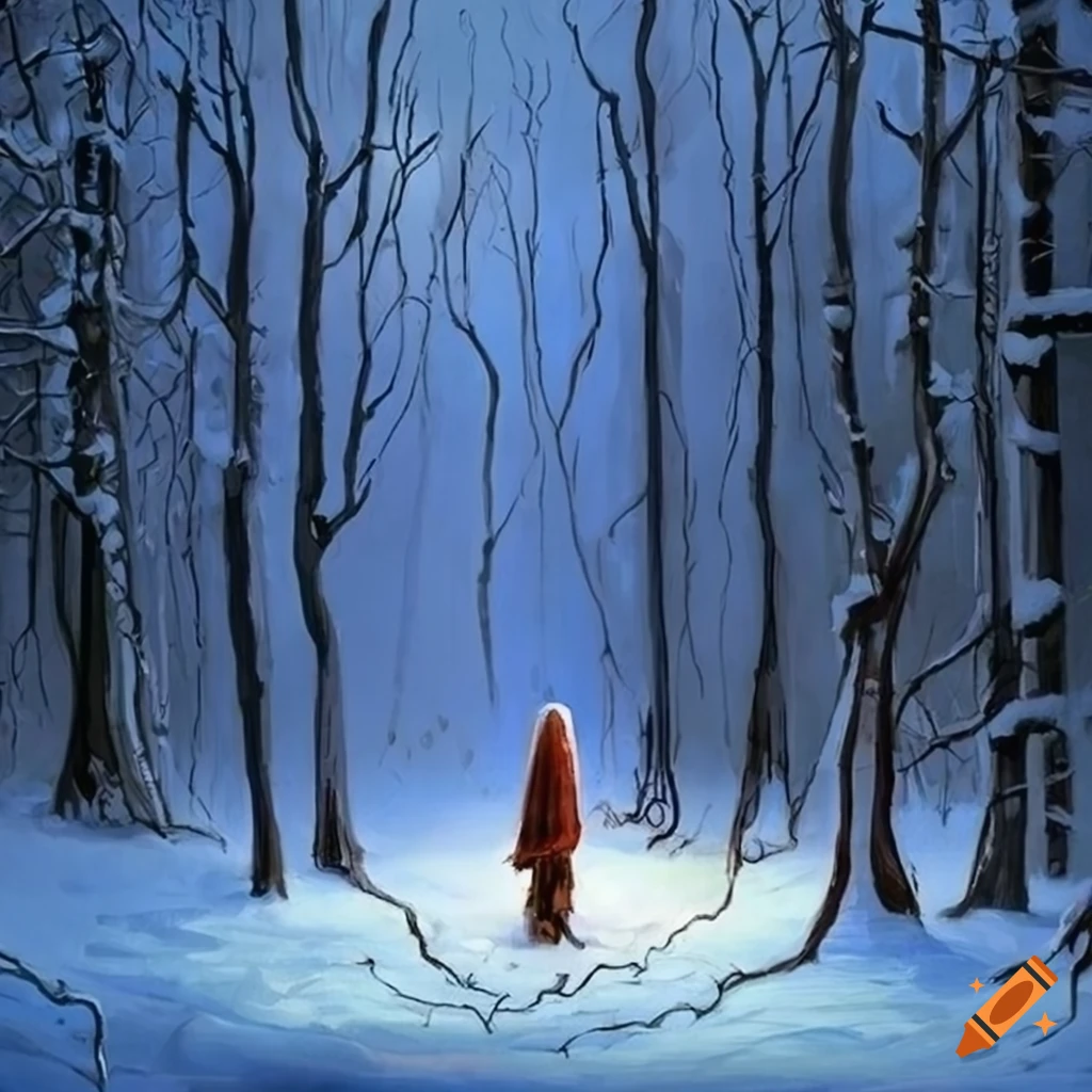 Lonely christmas in winter forest romanticism art on Craiyon