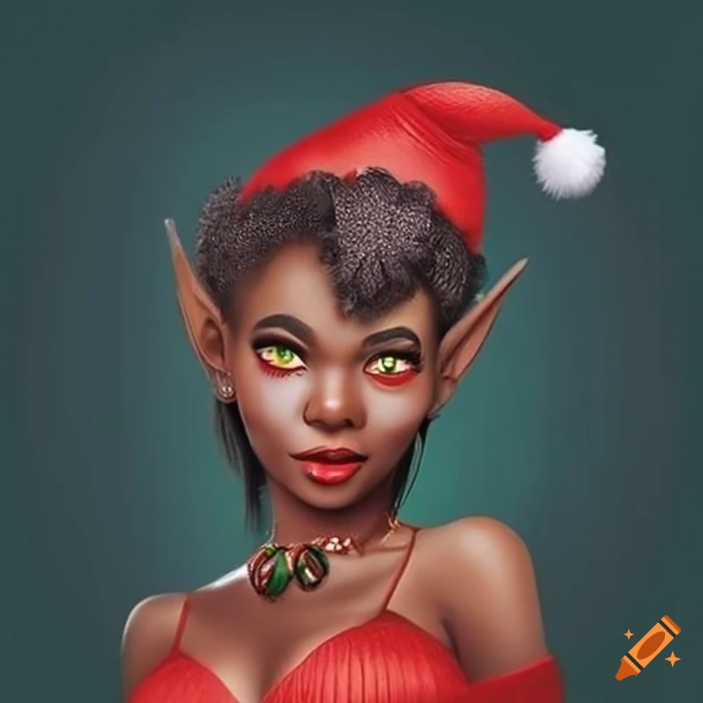 Black female christmas elf on Craiyon