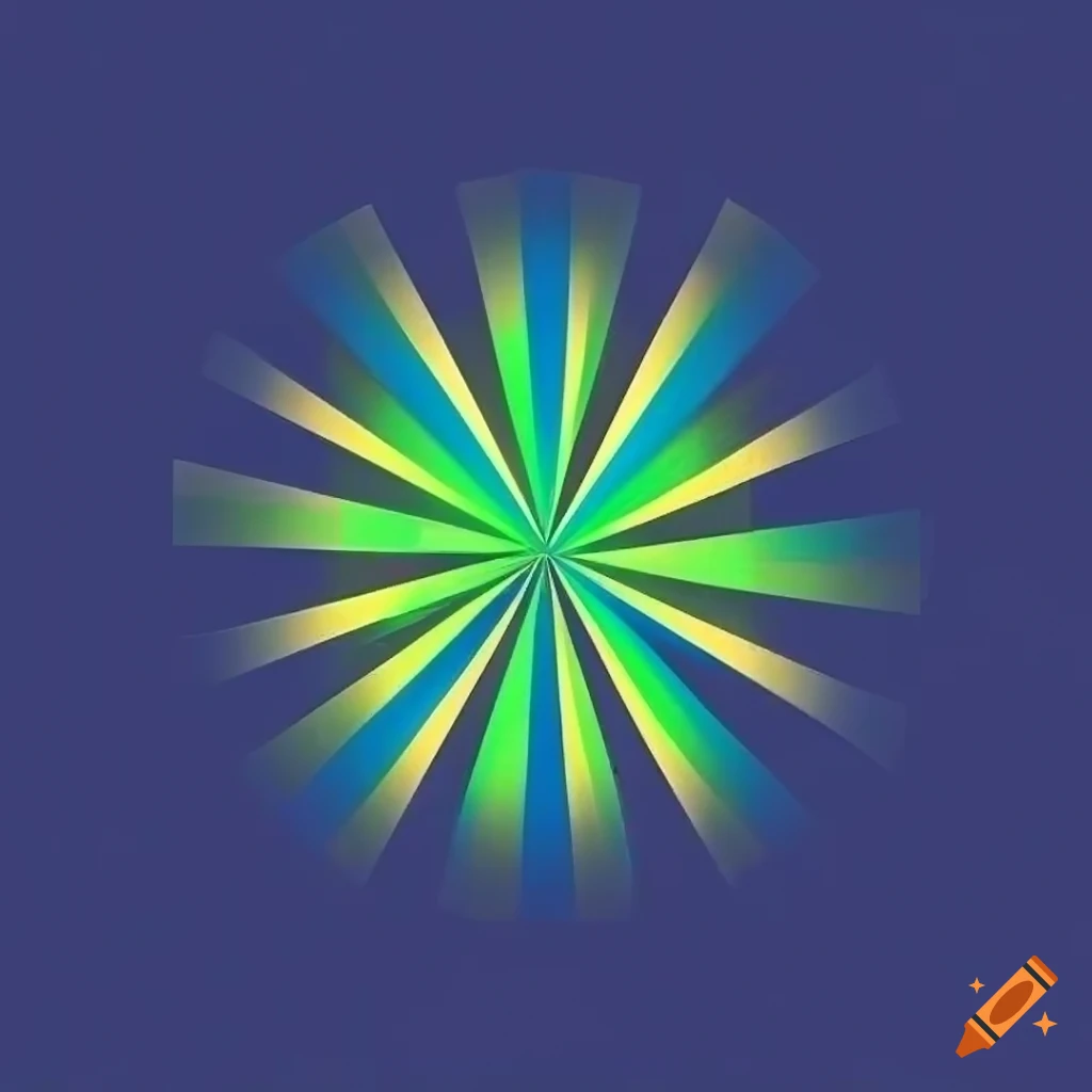 Retro futuristic style blocky starburst logo with blue and green ...